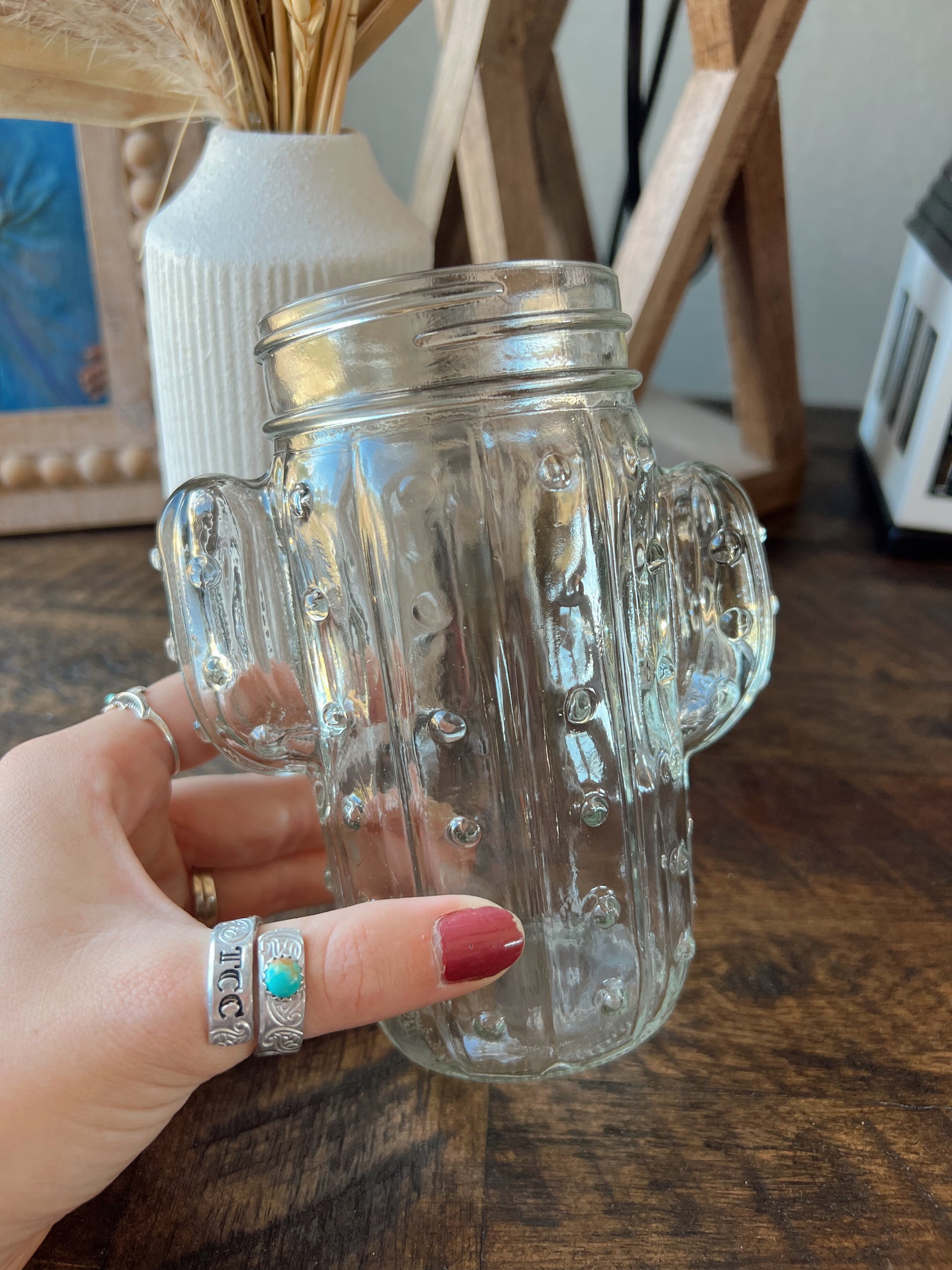 Cactus Mason Jar Glass – The Crooked Cactus Boutique